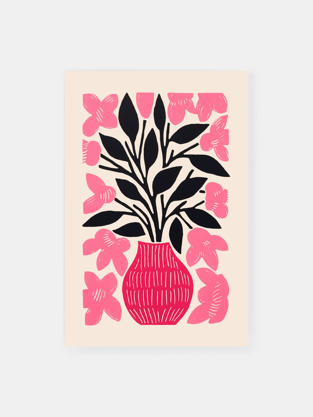 Linocut Floral Motif Poster - Klumo Shop