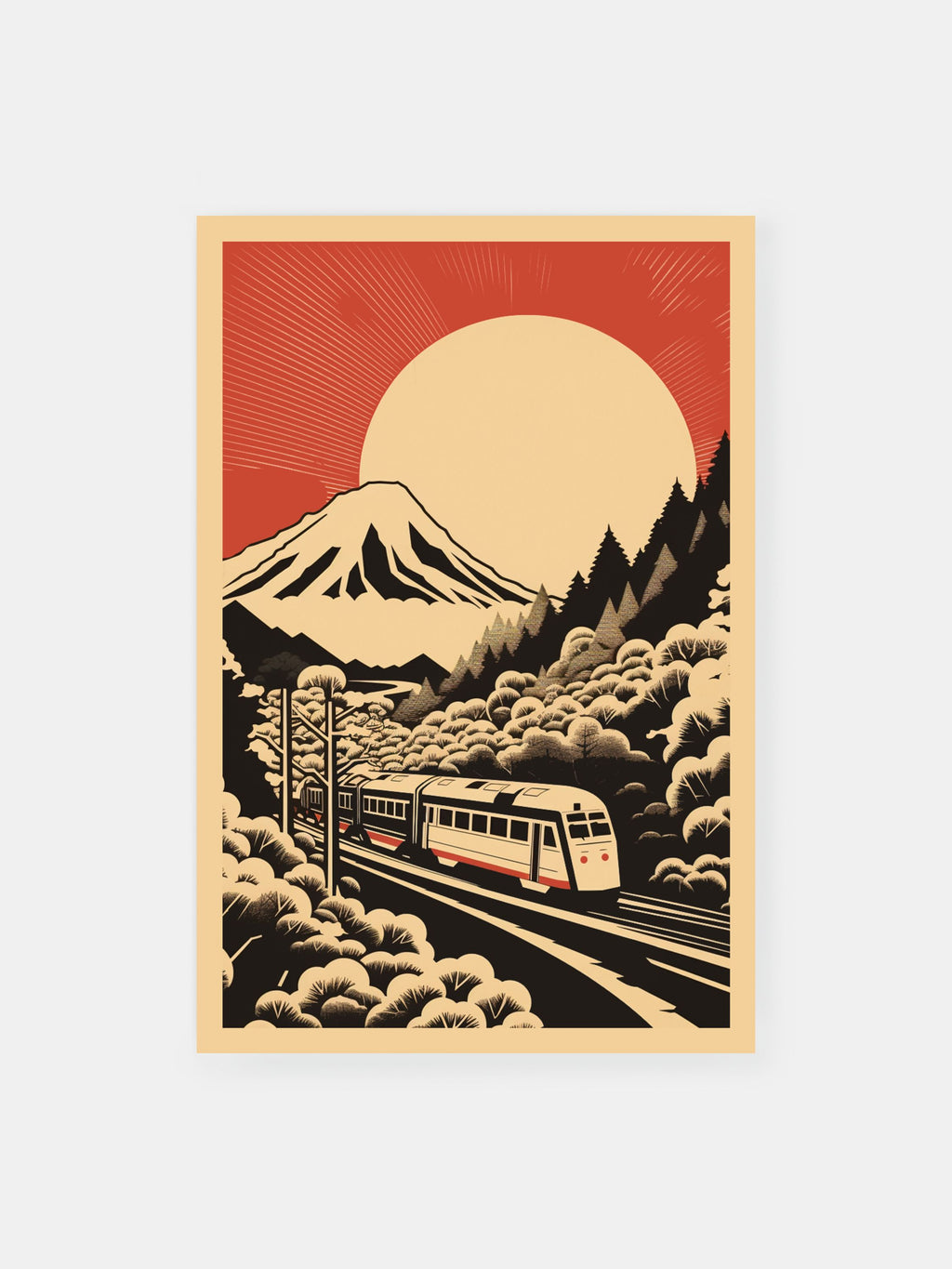 Red Sun Train Voyage Poster - Klumo Shop
