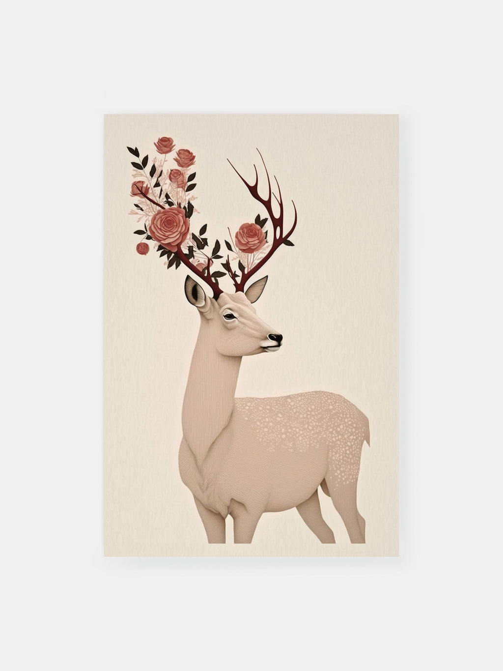 White Deer Rose Poster - Klumo Shop